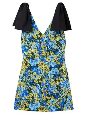KIKA VARGAS Frances Bow-embellished Floral-print Twill Mini Dress - Multi