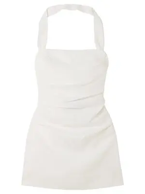 Sir The Label Noemi Ruched Linen Halterneck Mini Dress - Ivory