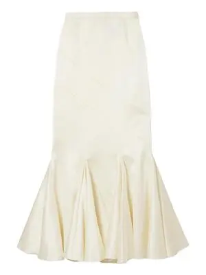 VIOLANTE NESSI Gentileschi Pleated Paneled Satin Maxi Skirt - Cream
