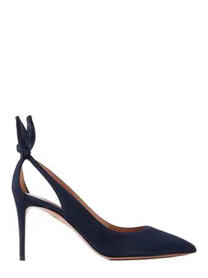 AQUAZZURA Bow Tie 85 Suede Pumps - Blue