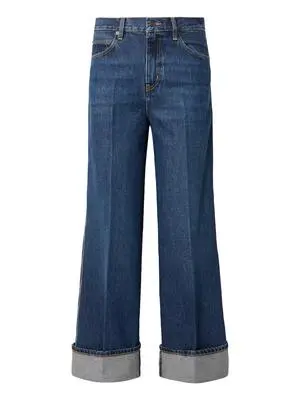 FRAME The Cuffed Wide Mid-rise Wide-leg Jeans - Blue