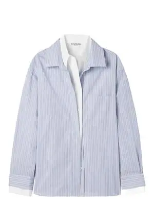 Acne Studios Layered Striped Organic Cotton-poplin Shirt - Blue