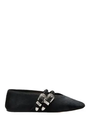 Le Monde Beryl Classic Claudia Calf Hair Slippers - Black
