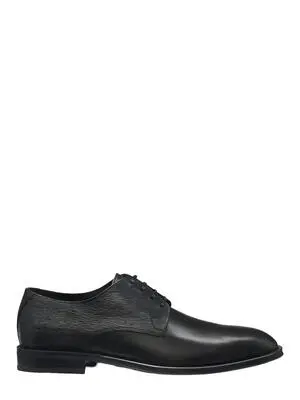BOSS Textured Leather Derby Shoes - Black