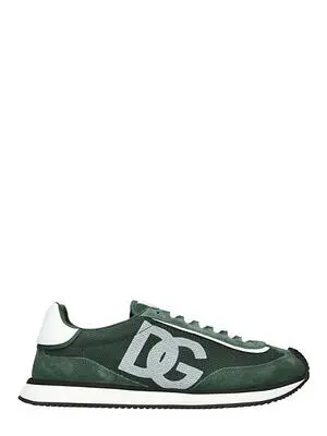 Dolce & Gabbana Aria Woven And Suede Low-top Trainers - Dark Green