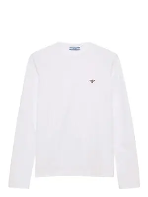 Prada Triangle-logo Long-sleeve Cotton-jersey T-shirt - White