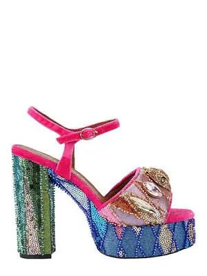 Kurt Geiger Kensington Sequin-embellished Platform Sandals - Pink Comb