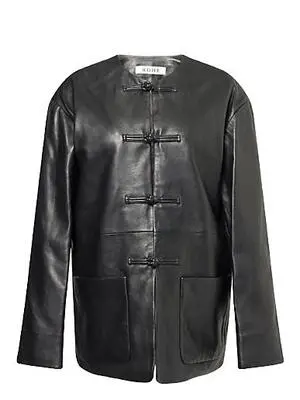 ROHE FRAMES Round-neck Leather Jacket - Black