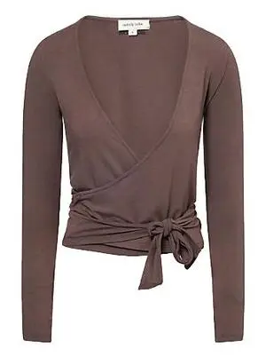 SISTERLY TRIBE Modal-jersey Wrap Top - Espresso