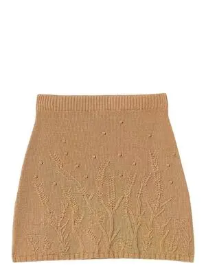 TWINSET Floral-embroidered Knitted Mini Skirt - Brown
