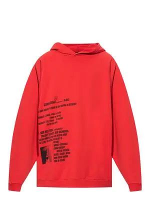 Raf Simons Oversized Hooded Sweater With Prints - Red