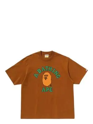 A BATHING APE Hand Drawn College Relaxed Fit Tee Shirt - Beige