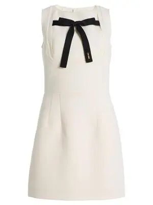 Prada Bow-detailed Cotton Mini Dress - White