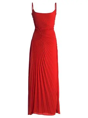 GEORGIA HARDINGE Tide Pleated Georgette Maxi Dress - Red