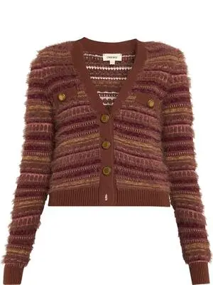 L'Agence Ariadne Mixed Stripe Cardigan - Natural Mauve Multi