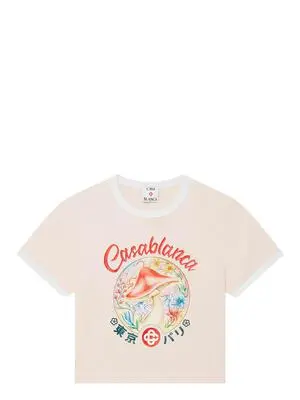 Casablanca Printed Crop T-shirt - Mushroom Emblem