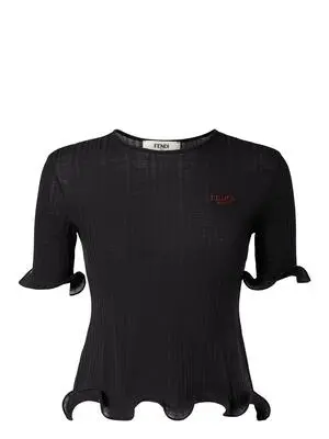 Fendi Ribbed Wool Jersey Jumper - Black