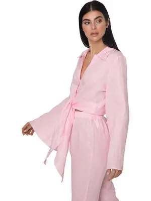 MandiBreeze Adrienne Linen Shirt - Pink