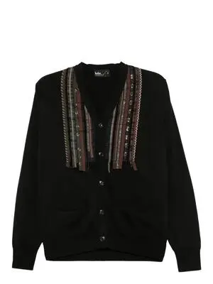 Kolor Striped Cardigan - Black