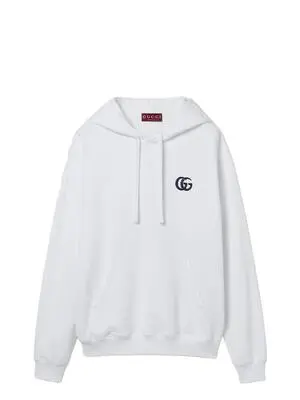 Gucci Cotton Jersey Hooded Sweatshirt With Double G Embroidery - White