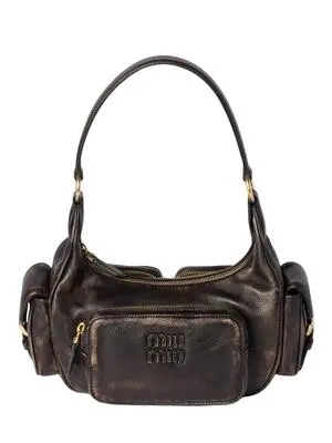 Miu Miu Pocket Nappa Leather Bag - Coffee