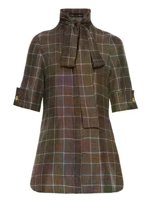 Oscar De La Renta Prince Of Wales Check Tie-neck Blouse - Brown