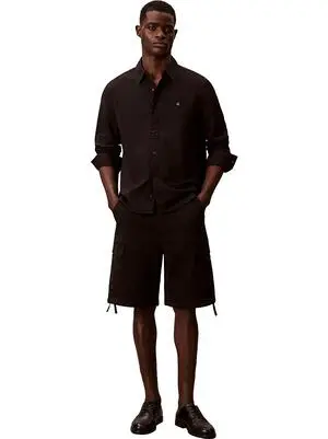 Calvin Klein Cotton Stretch Twill Cargo Shorts - Black