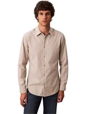 Calvin Klein Cotton Stretch Plaid Slim Button-down Shirt Seagrass