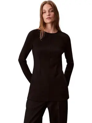 Calvin Klein Tailored Knit Slim Tunic Top Black