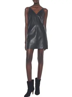 AS By DF Ryder Upcycled Leather Slip Dress - Black