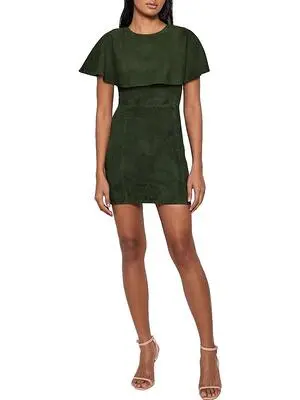 AS By DF Selene Stretch Suede Mini Dress - Military Green