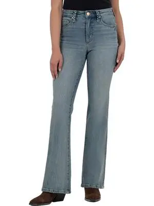 Kut From The Kloth Braided Belt Loop Flare Jeans - Confidence