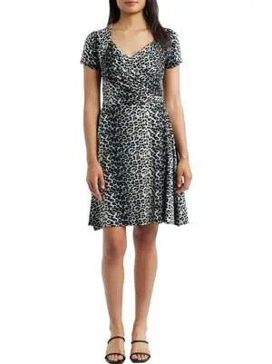 LOVEAPPELLA Leopard Print Surplice Neck Dress