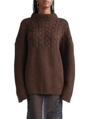Cecilie Bahnsen Belinda Mixed Stitch Wool & Alpaca Sweater - Brown