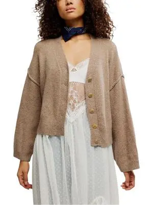 Free People Cool Of The Night Button-front Cardigan - Mocha Melange