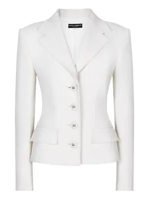 Dolce & Gabbana Single-breasted Woolen Jacket - White