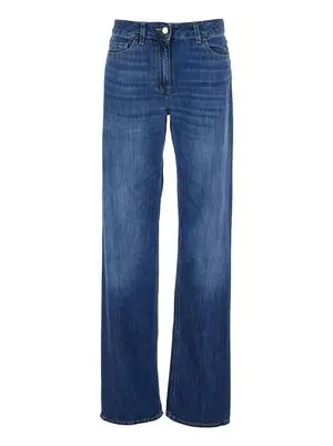 ELISABETTA FRANCHI Denim Jeans With Logo Details