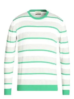 HERITAGE Striped Knitted Cotton Sweater - Green