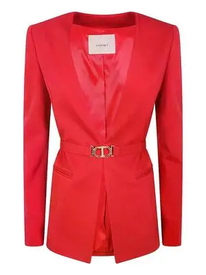 TWINSET Belted V-neck Jacket - Red