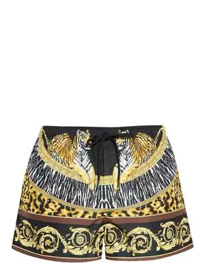 Versace Baroque-print Swim Shorts - Black