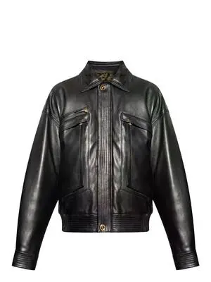 Versace Flap-pocket Leather Jacket - Black