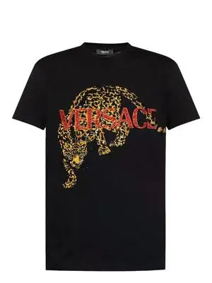 Versace Sequin-embellished Jaguar T-shirt - Black
