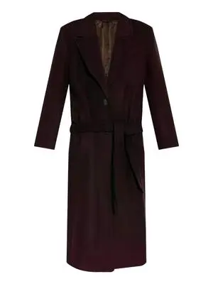 Attico Belted Wool Coat - Red