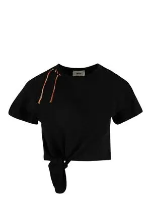 AKEP Logo-embroidered Crop T-shirt - Black