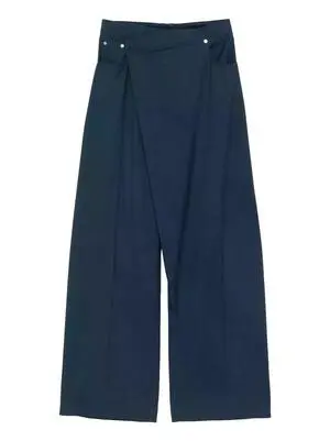 MUGLER Wrap Pocketed Wide-leg Trousers - Blue