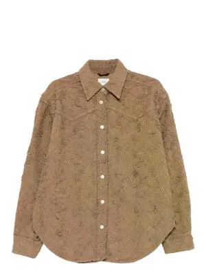 HAIKURE Frayed Cotton Shirt - Brown