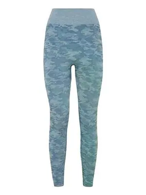 PLEIN SPORT Camouflage-print Performance Leggings - Blue
