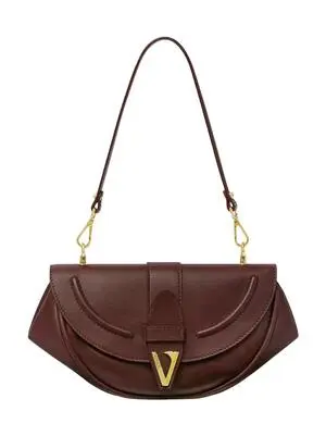 Versace Virtus Leather Shoulder Bag - Red