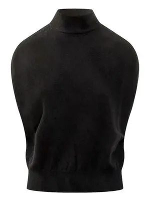 SEMICOUTURE Sleeveless Turtleneck Sweater - Black