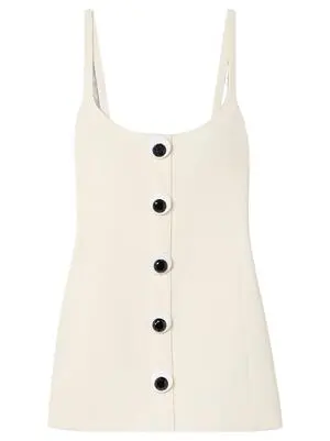 AREA Button-embellished Paneled Wool-twill Mini Dress - Ivory
